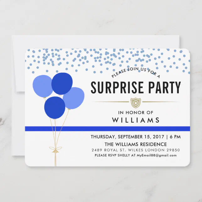 Police Themed Surprise Party Invitation | Zazzle