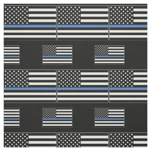 Police Thin Blue Line American Flag Officer Fabric | Zazzle