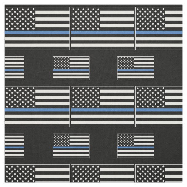Support Police Officers Thin Blue Line Fabric | Zazzle