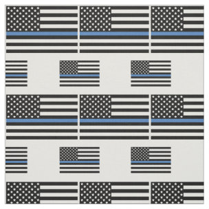 Support Police Officers Thin Blue Line Fabric | Zazzle