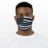 Police Thin Blue Line American Flag Officer Grunge Adult Cloth Face ...