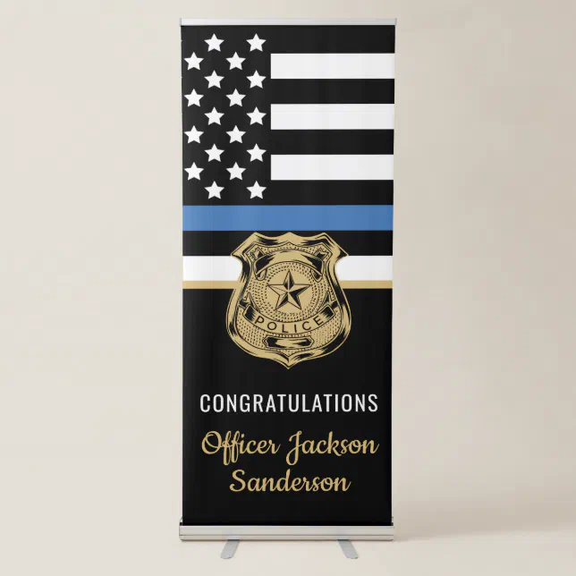 Police Thin Blue Line Congratulations Retirement Retractable Banner ...