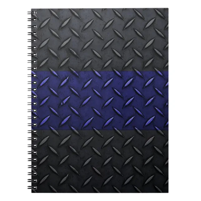 Police Thin Blue Line Diamond Plate Design Notebook | Zazzle