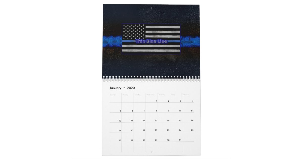 Police Thin Blue Line Flag Calendar | Zazzle.com