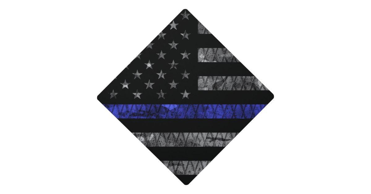Police Thin Blue Line Flag Graduation Cap Topper | Zazzle