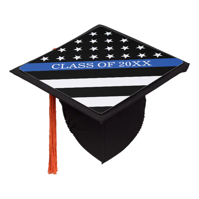 Police Thin Blue Line Flag Graduation Cap Topper | Zazzle