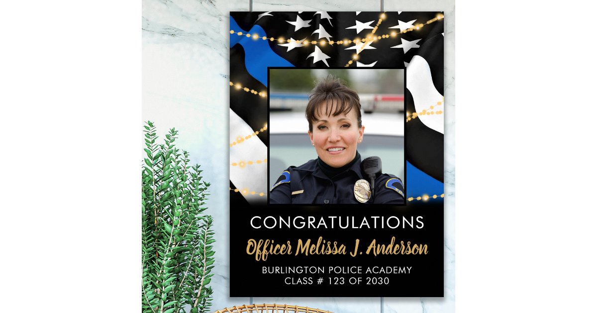 Police Thin Blue Line Graduation Party Poster | Zazzle