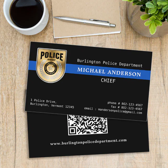 Police Thin Blue Line Law Enforcement Custom Logo Business Card | Zazzle