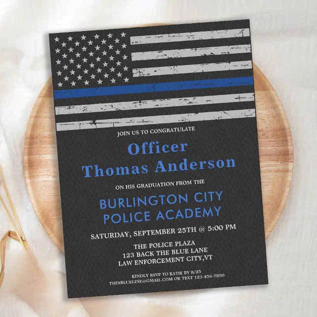 Police Thin Blue Line Law Enforcement Graduation Invitation Postcard ...