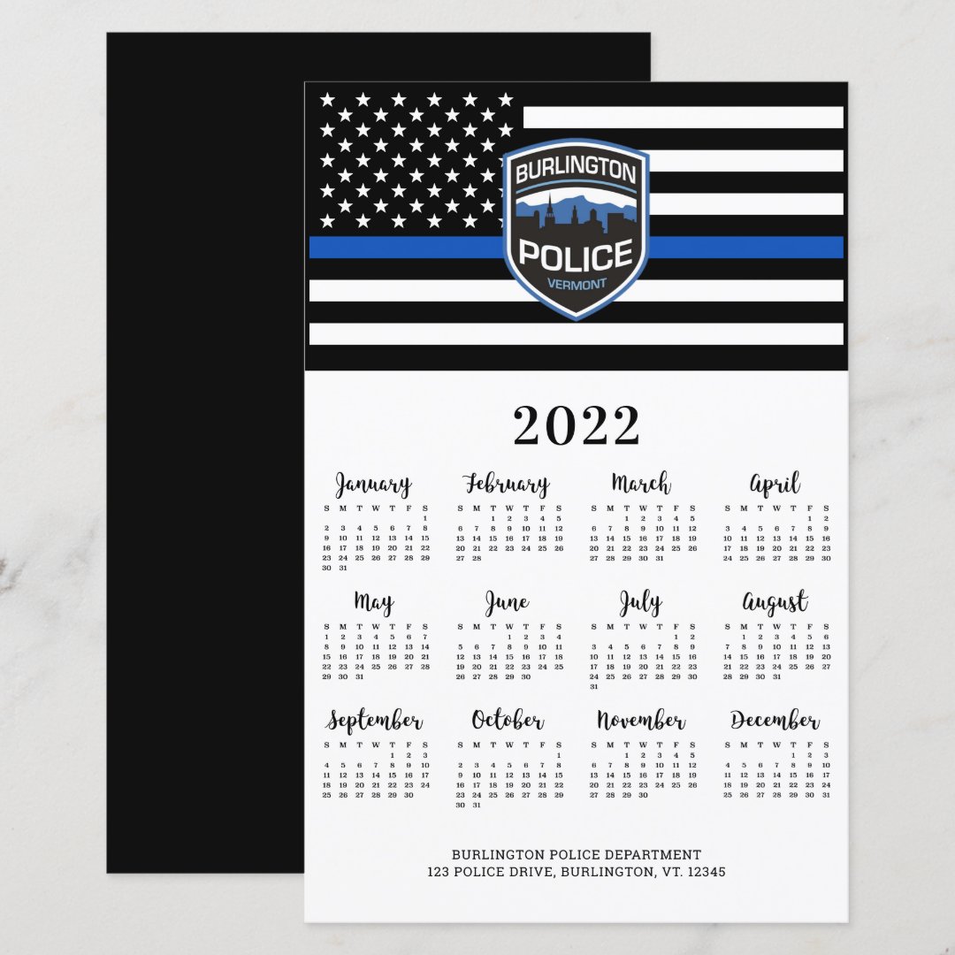Police Thin Blue Line Logo 2022 Calendar Card | Zazzle
