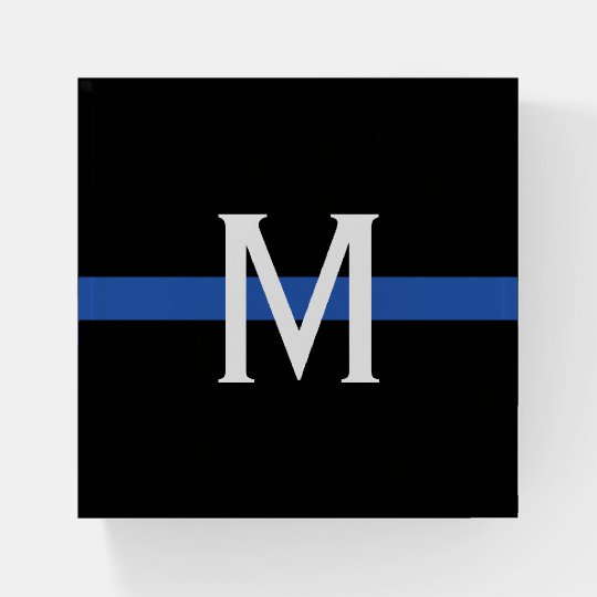 Police Thin Blue Line Monogram Paperweight | Zazzle.com