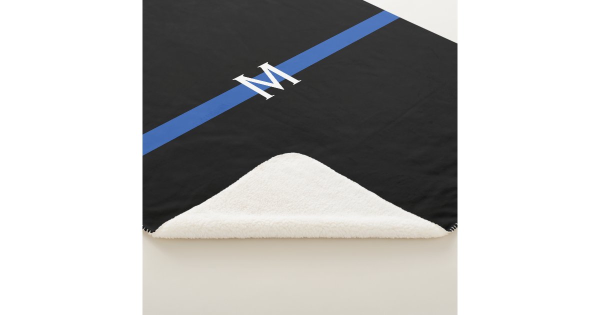 Police Thin Blue Line Monogram Sherpa Blanket | Zazzle