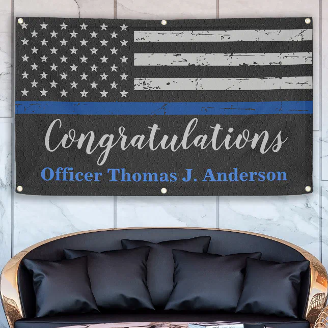 Police Thin Blue Line Personalize Graduation Party Banner | Zazzle
