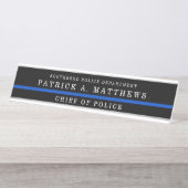 Police Thin Blue Line Simple Monogram Name Desk Name Plate | Zazzle