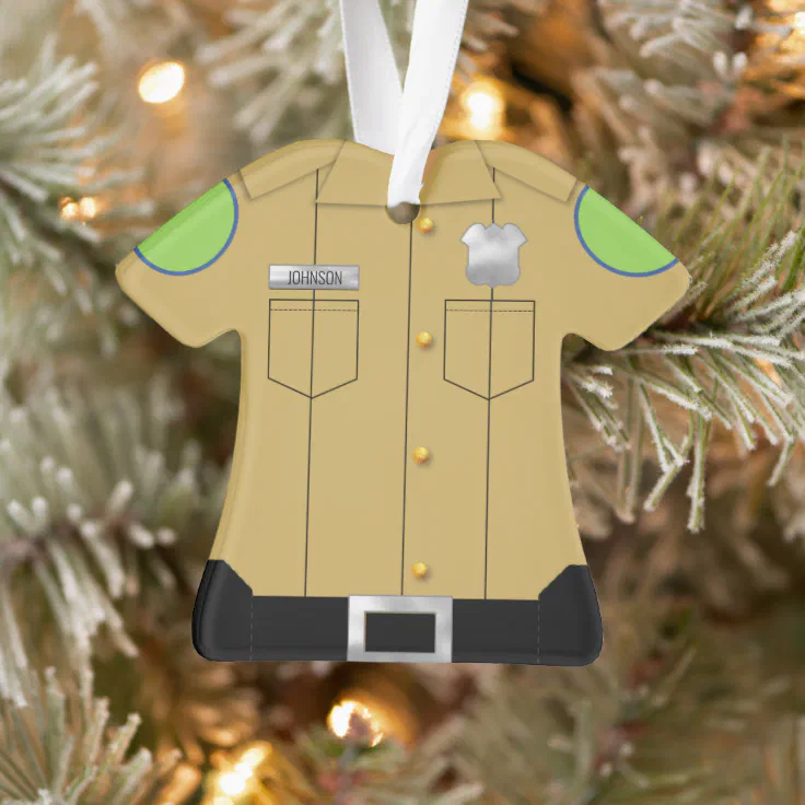 Police Uniform Tan with Silver Shield Ornament | Zazzle