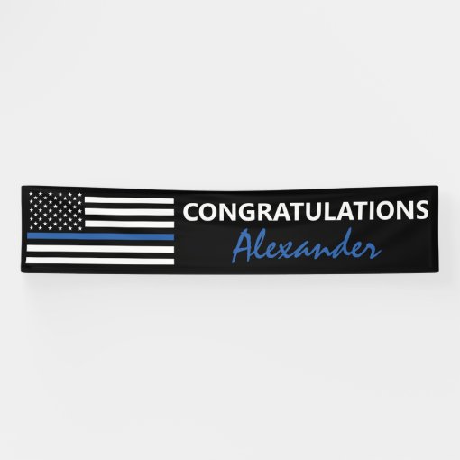 Police US Flag Thin Blue Line Banner | Zazzle