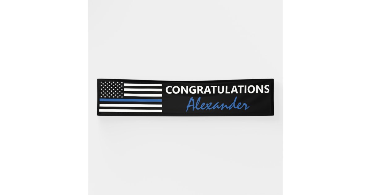 Police US Flag | Thin Blue Line Banner | Zazzle