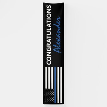 Police US Flag Thin Blue Line Banner | Zazzle