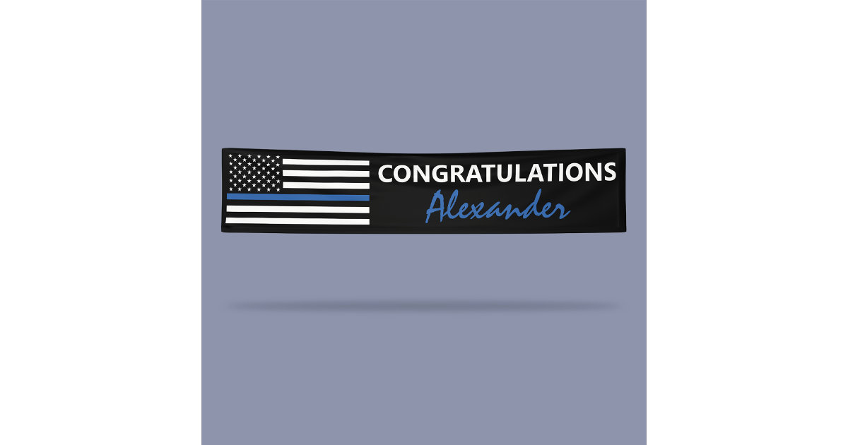 Police US Flag Thin Blue Line Banner | Zazzle