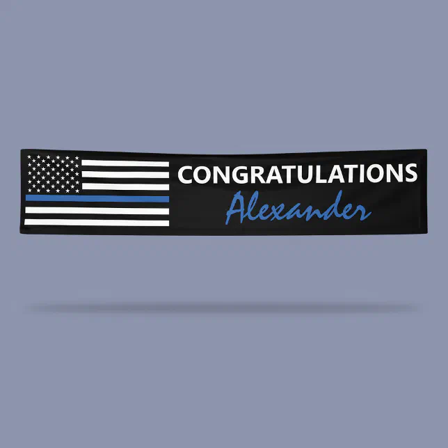 Police US Flag Thin Blue Line Banner | Zazzle