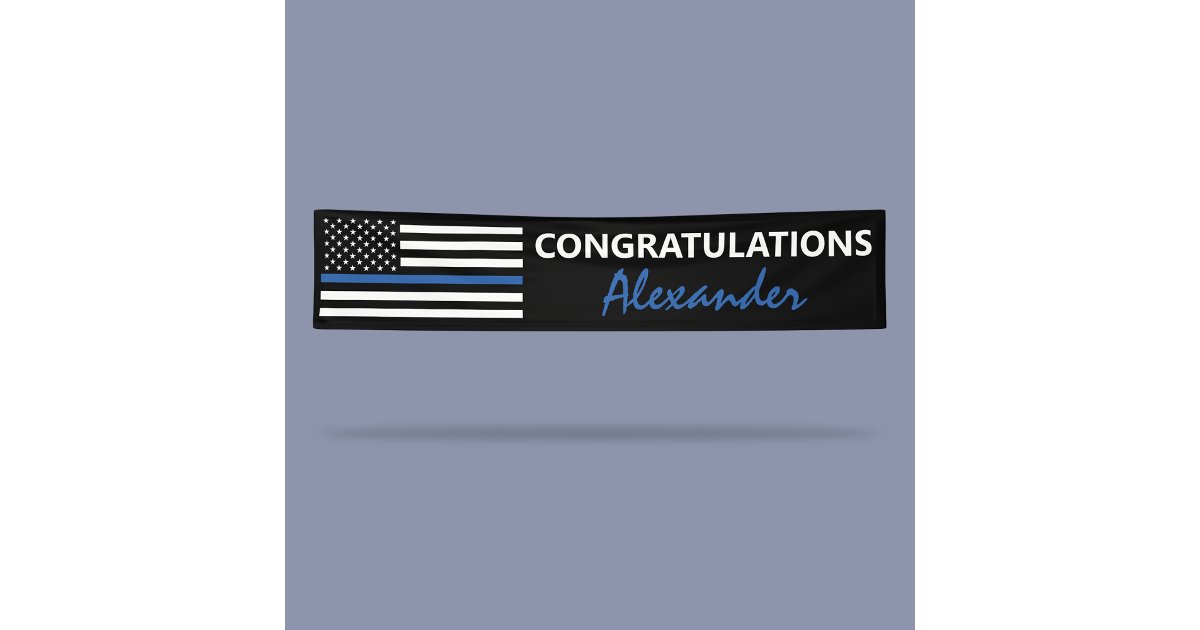 Police US Flag Thin Blue Line Banner | Zazzle