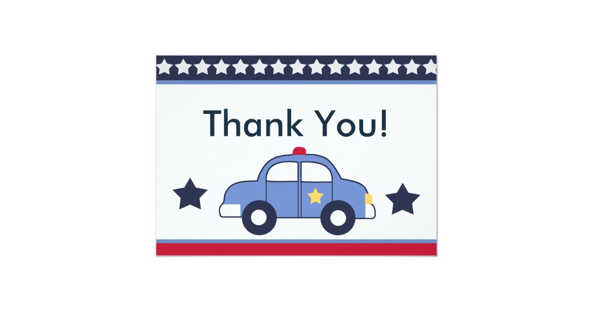 Police Vehicle/Cop Car Hero Thank You Cards | Zazzle