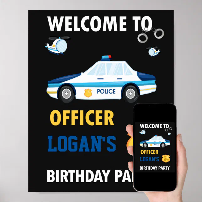 Police welcome party sign Police party poster | Zazzle