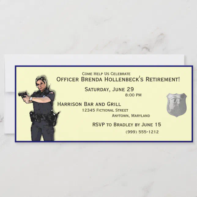 Police Woman Custom Retirement Party Invitations | Zazzle