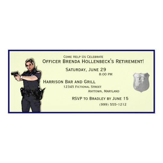 Police Woman Custom Retirement Party Invitations | Zazzle.com