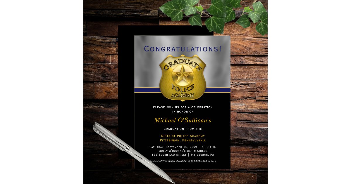 Policeman Police Cop Graduation Announcement Party | Zazzle
