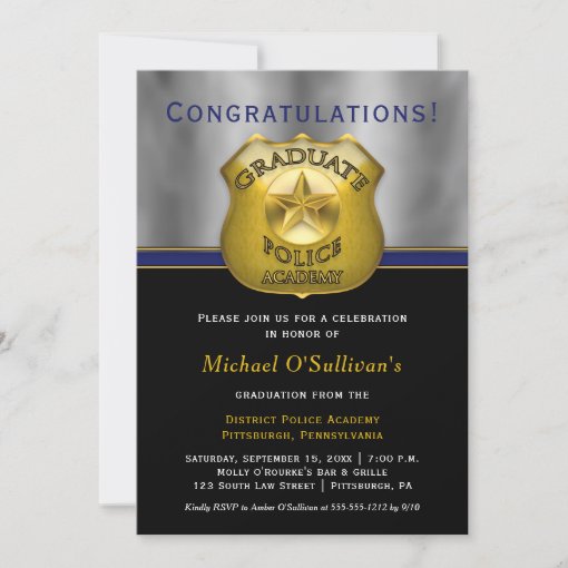 Policeman Police Cop Graduation Announcement Party | Zazzle