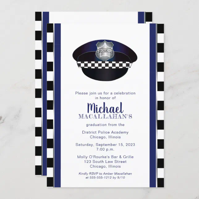 Policeman | Police | Cop Hat Graduation Party Invitation | Zazzle