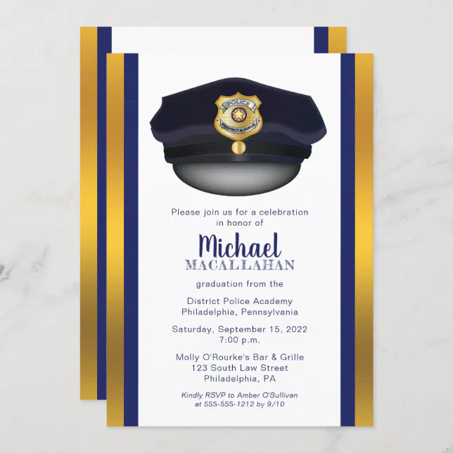 Policeman | Police | Cop Hat Graduation Party Invitation | Zazzle
