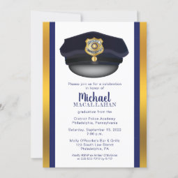 Policeman | Police | Cop Hat Graduation Party Invitation | Zazzle