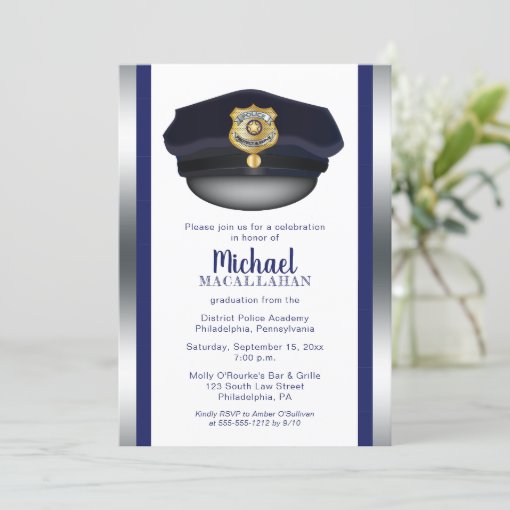 Policeman | Police | Cop Hat Graduation Party Invitation | Zazzle