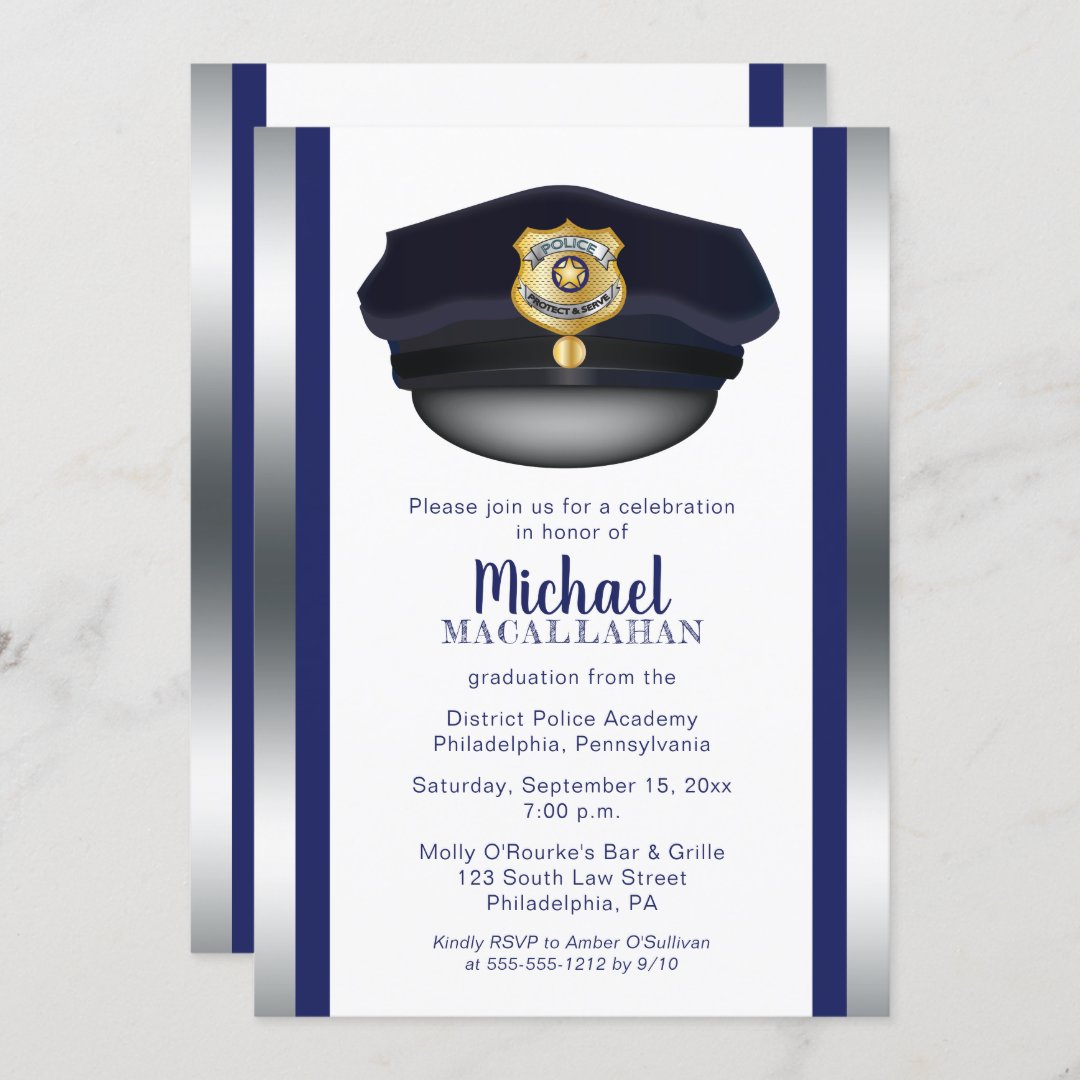 Policeman | Police | Cop Hat Graduation Party Invitation | Zazzle