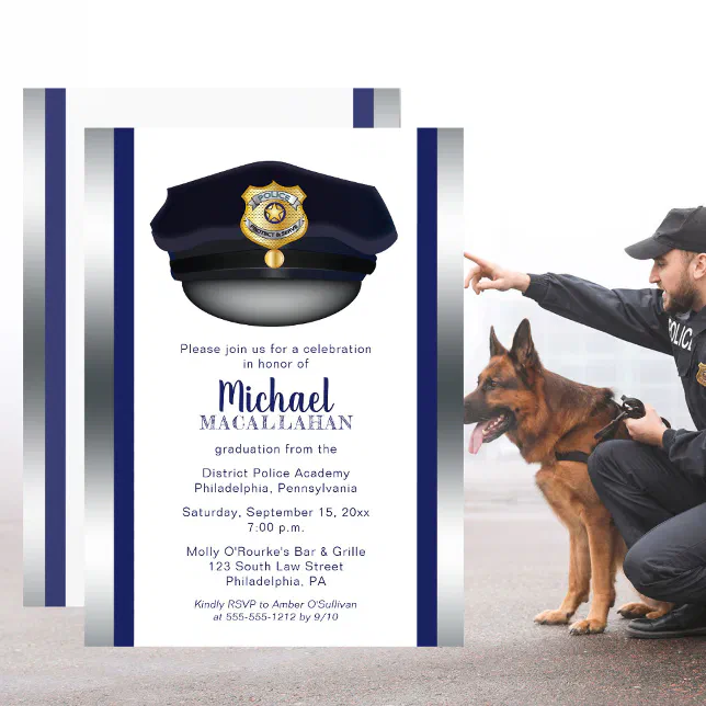 Policeman | Police | Cop Hat Graduation Party Invitation | Zazzle
