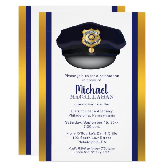 Policeman | Police | Cop Hat Graduation Party Invitation | Zazzle.com
