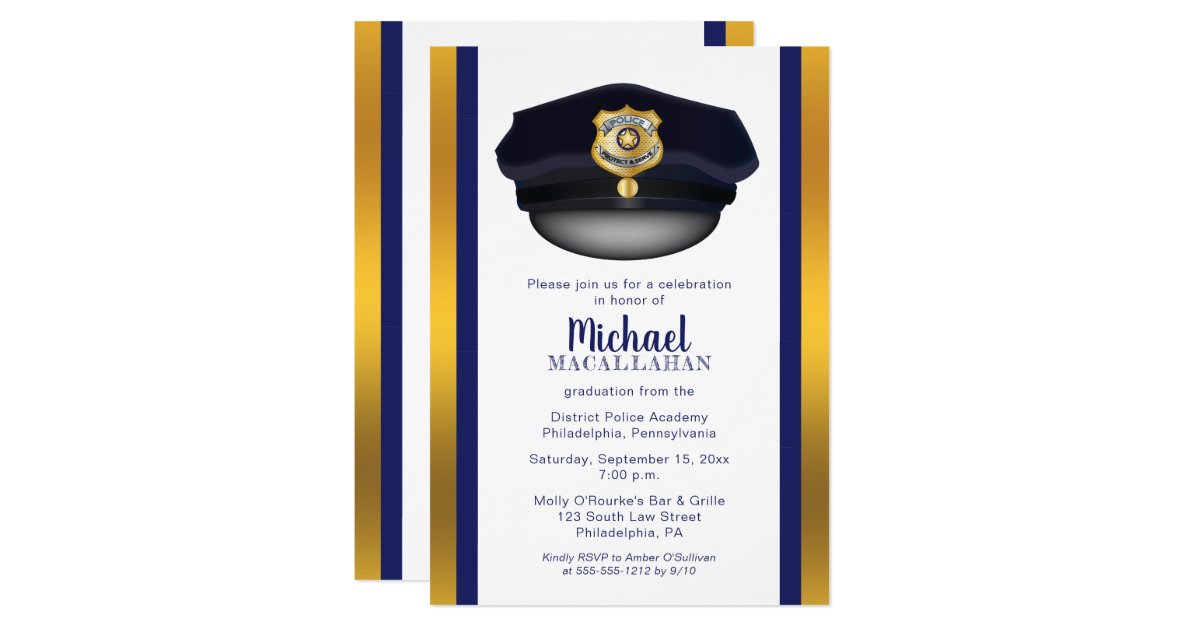 Policeman | Police | Cop Hat Graduation Party Invitation | Zazzle.com