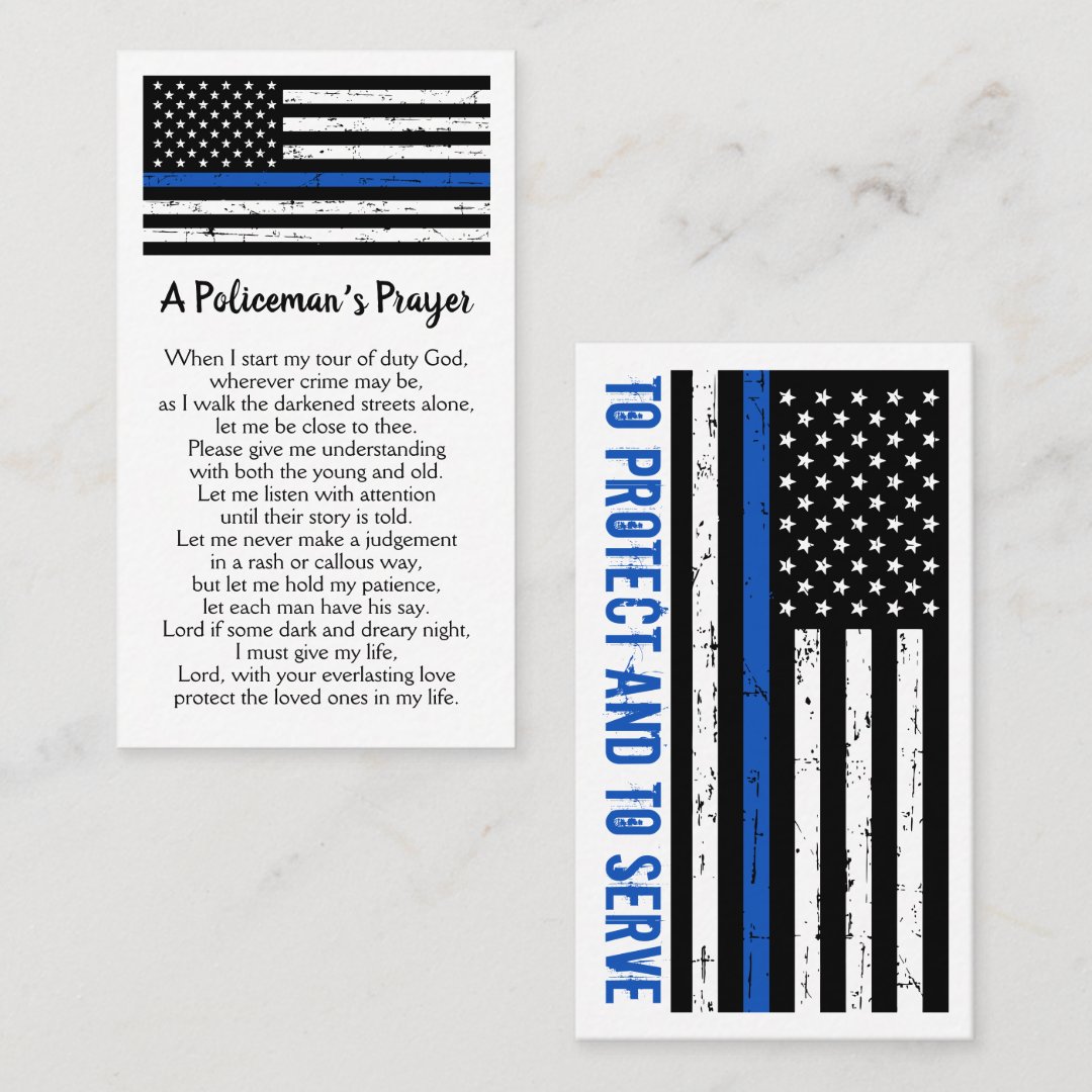 Policeman's Prayer Thin Blue Line Police Officer Business Card | Zazzle