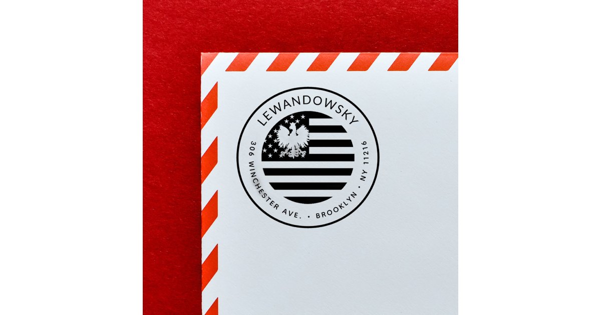 Polish-American Patriotic Return Address Self-inking Stamp | Zazzle