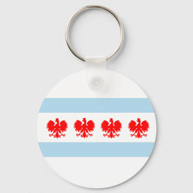 Polish Chicago Flag Keychain | Zazzle