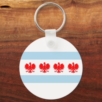 Polish Chicago Flag Keychain | Zazzle