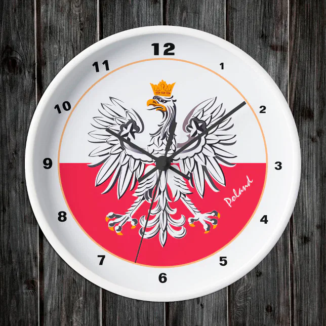 Polish Flag & Eagle, Poland fashion /trendy design Round Clock | Zazzle