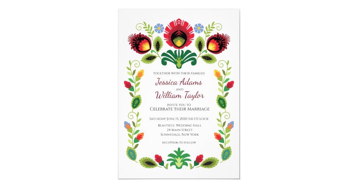 Polish Folk Flowers Red Wedding Invitation | Zazzle.com