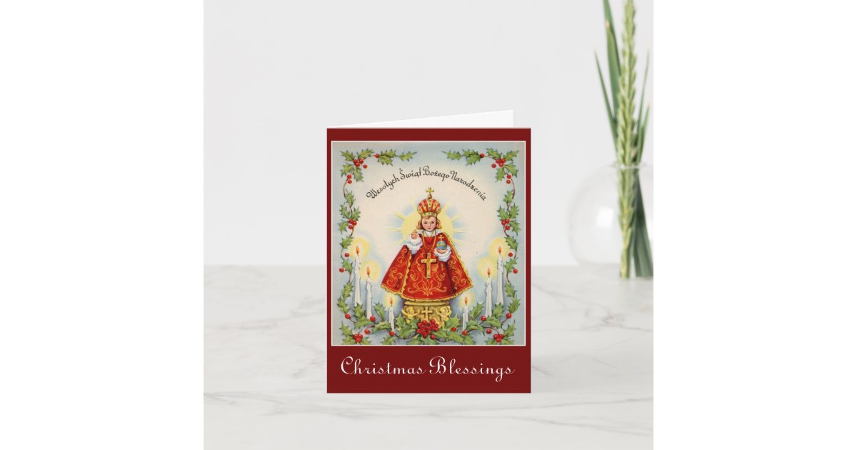 Polish Infant of Prague Christmas Holiday Card | Zazzle