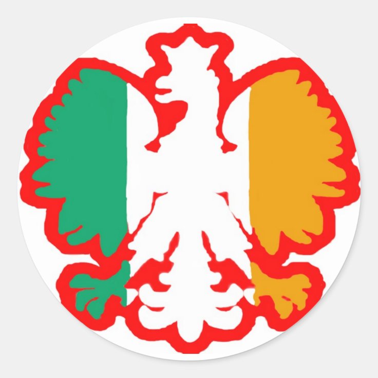 POLISH/IRISH FLAG CLASSIC ROUND STICKER | Zazzle