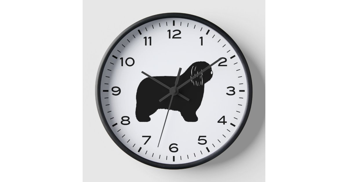 Polish Lowland Sheepdog Silhouette Clock | Zazzle