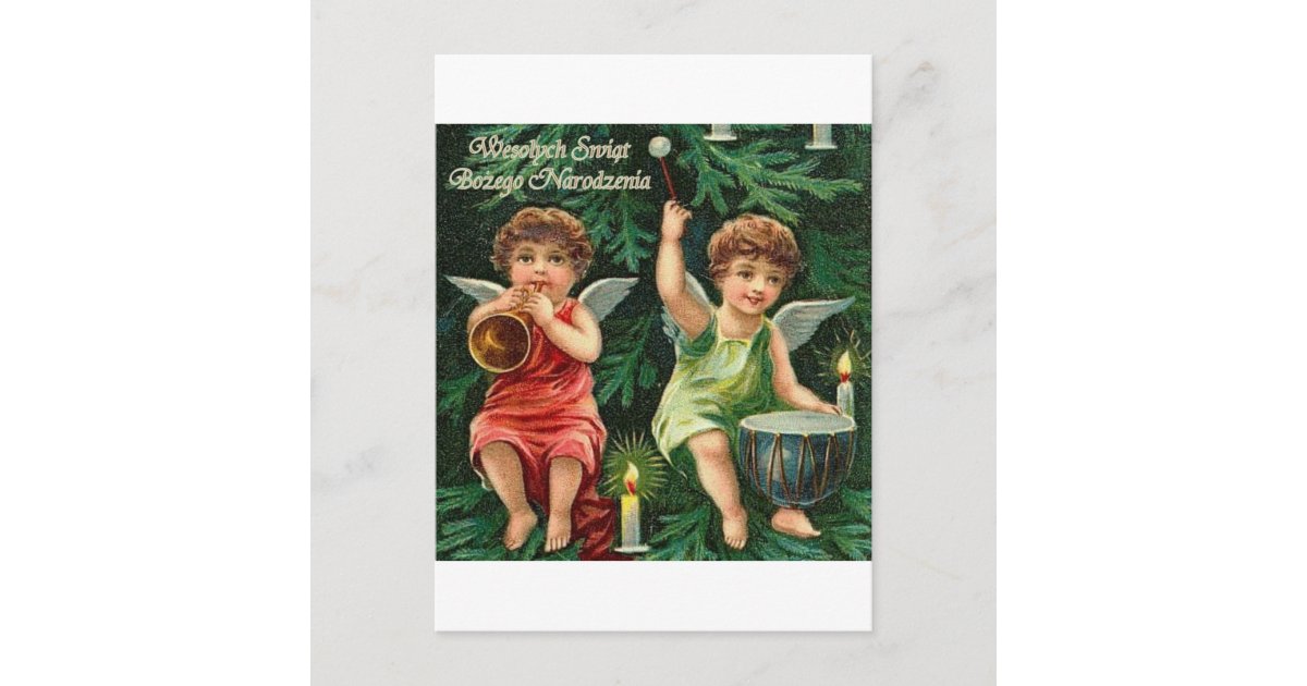 POLISH MERRY CHRISTMAS WESOLYCH SWIAT HOLIDAY POSTCARD | Zazzle