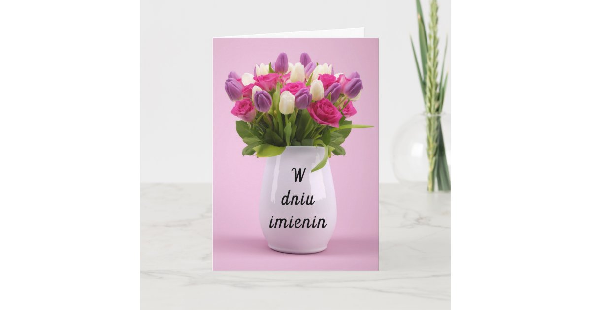Polish name day card imieniny greeting card | Zazzle